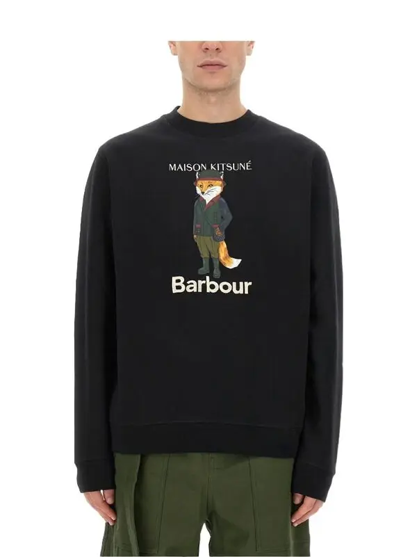 Maison Kitsuné Round Neck Long Sleeve Sweater - Black