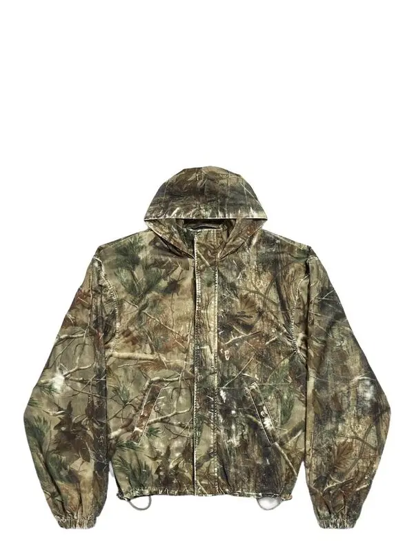 Balenciaga Camouflage Hooded Workwear Jacket - Brown