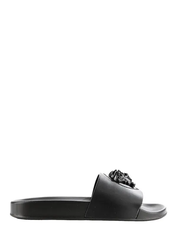 Versace Flat Slip-on Sandals - Black