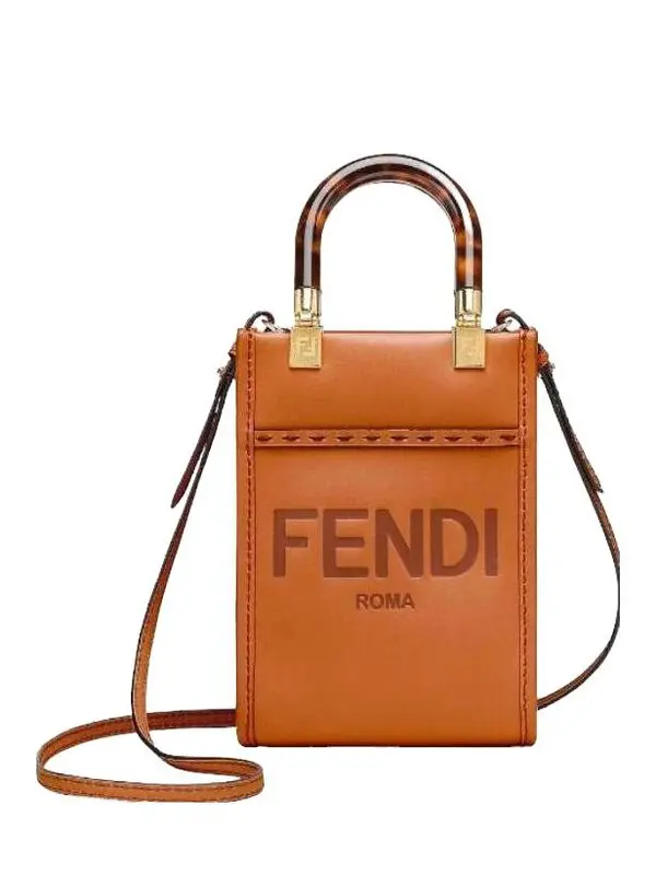 Fendi Sunshine Mini Shopper Tote Bag - Brown