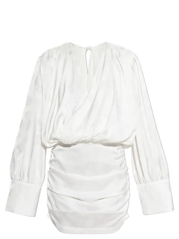 ROTATE BY BIRGER CHRISTENSEN Long Sleeve Pleated Mini Dress - White