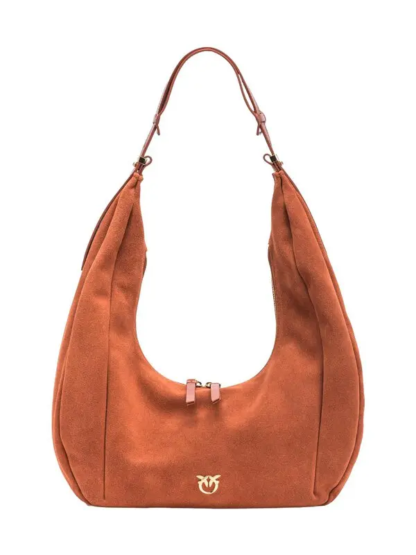 Pinko Suede Top Handle Shoulder Bag - Brown