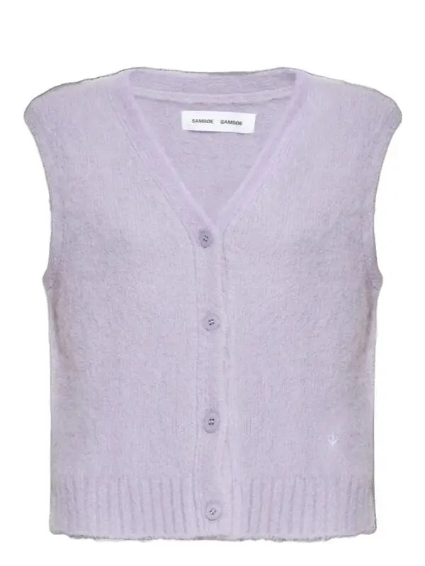 SAMSOE SAMSOE Buttoned V-neck Knitted Vest - Purple