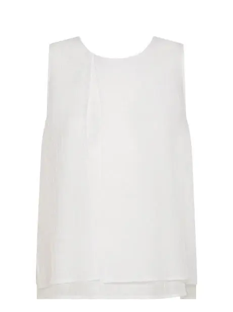 Seventy Sleeveless Crinkled Plain Voile Top - White