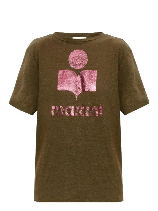 Isabel Marant Étoile Zewel Logo Printed Crewneck T-shirt - Brown