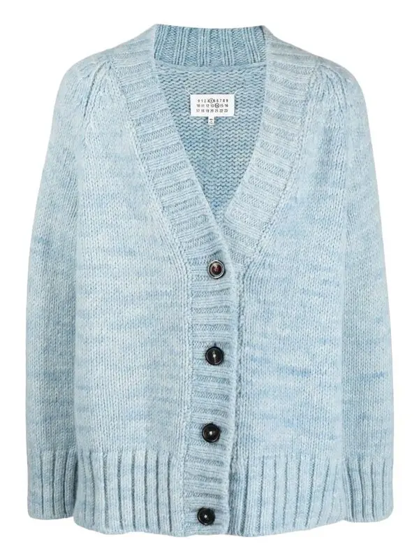 MAISON MARGIELA V-neck Knitted Cardigan - Blue