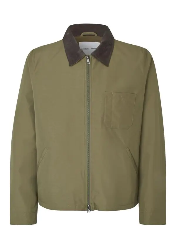 SAMSOE SAMSOE Sarobin Z Chest-pocket Contrasting-collar Jacket - Green