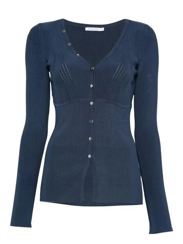 Patrizia Pepe V-neck Cardigan With Silver Buttons - Blue
