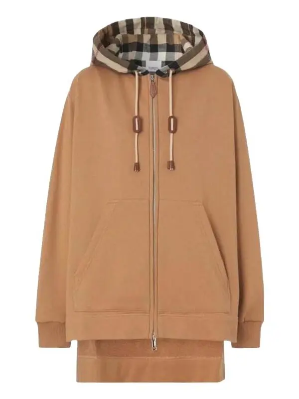 Burberry Check-panel Hoodie - Camel