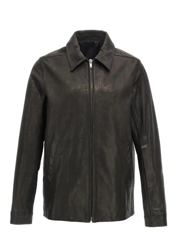 Rick Owens Long-sleeved Leather Jacket - Black