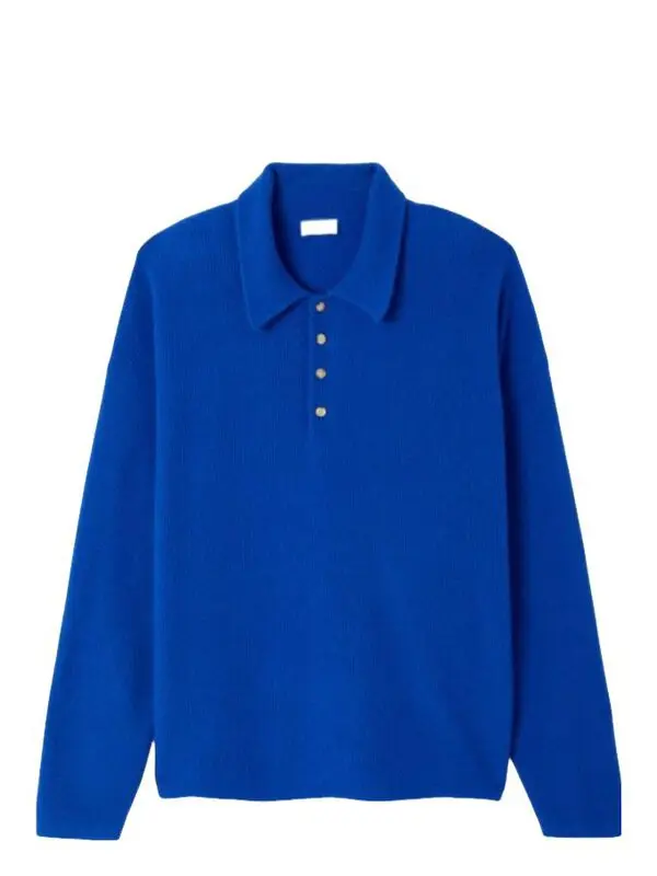 American Vintage Raxow Long Sleeve Polo Neck Sweater - Blue