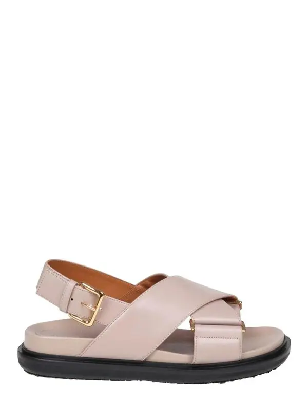 Marni Leather Criss-cross Sandals - Nude