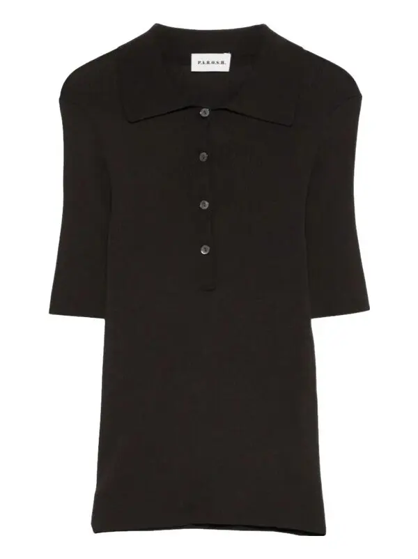 P.a.r.o.s.h Buttoned Knitted Polo Shirt - Black