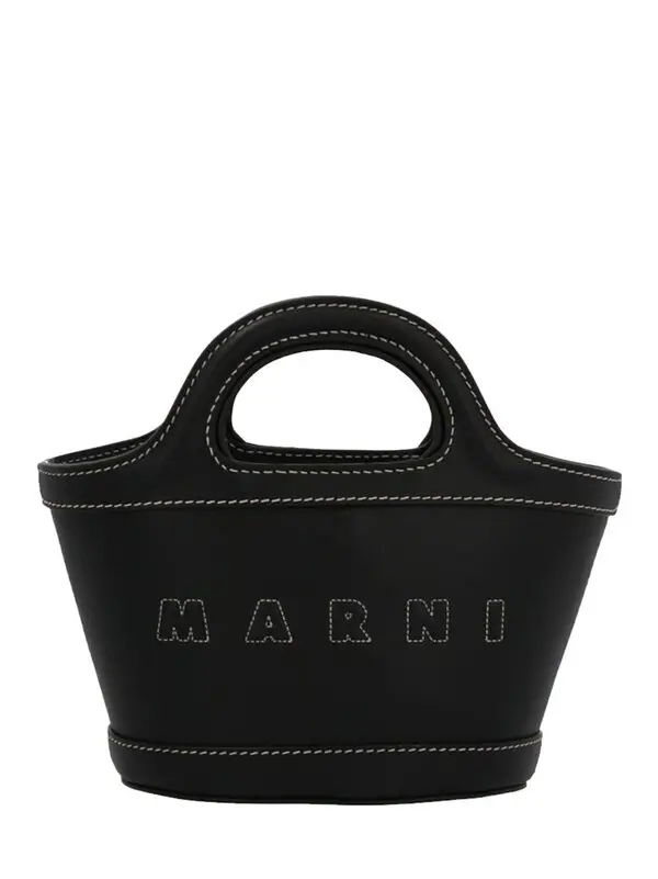 Marni Tropicalia Logo Embroidered Micro Tote Bag - Black