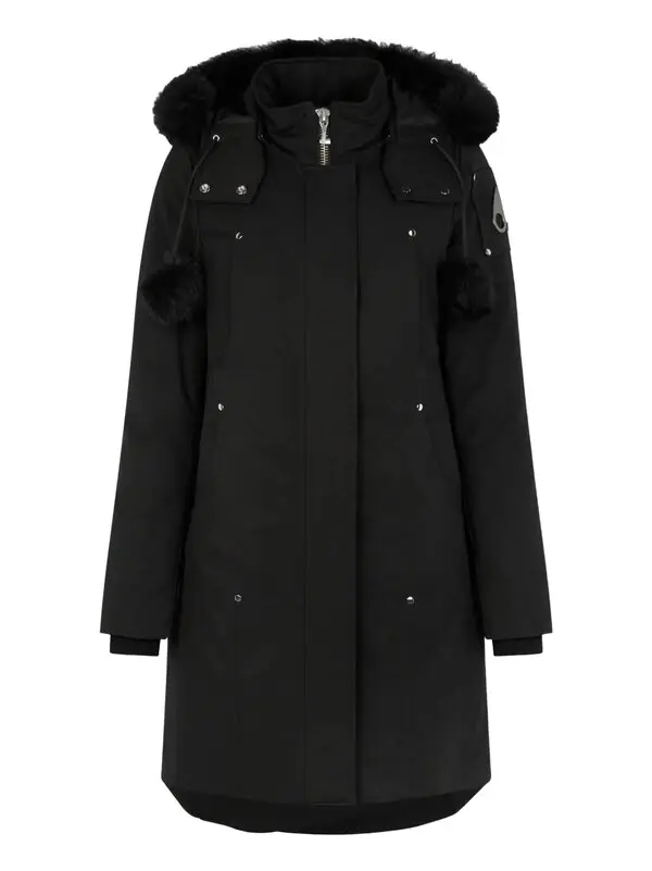 Moose Knuckles Logo Plaque Hooded Down Parka - Black