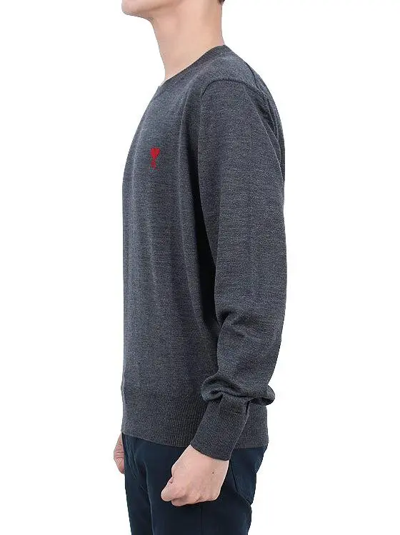 Ami Long-sleeved Sweater With Logo Detail - Black
