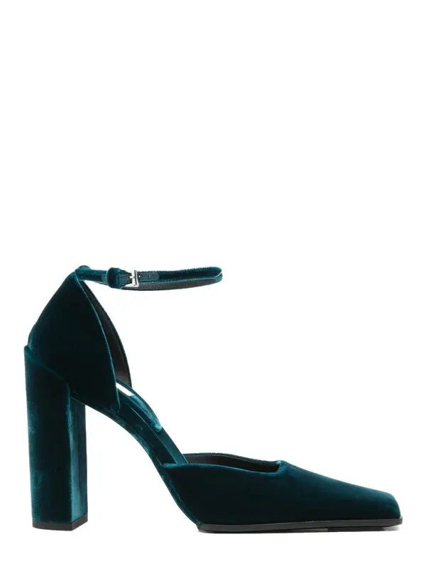 Alaïa Square Velvet D'orsay Pumps With Ankle Strap - Black