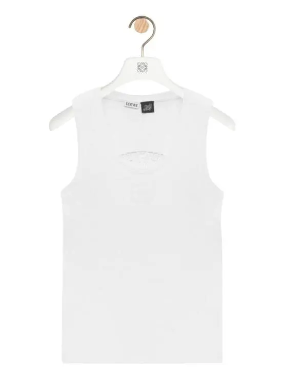 Loewe Cotton Tank Top With Lace Detail - White