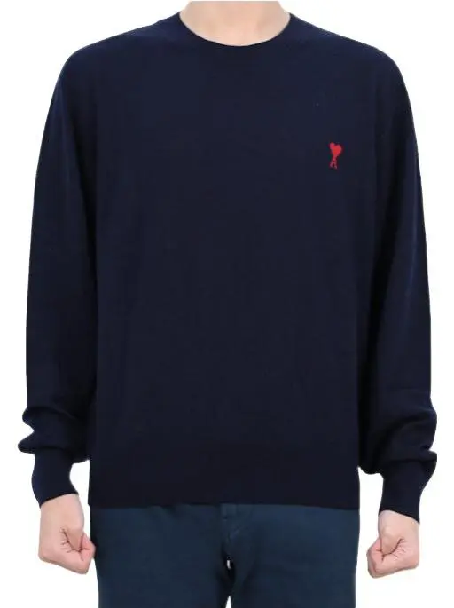 Ami Long-sleeved Sweater With Logo Detail - Black