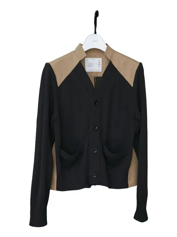 Sacai Two-tone Knitted Cardigan - Black
