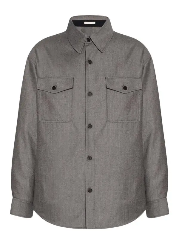 THE ROW Dashiell Long-sleeved Wool Shirt - Grey