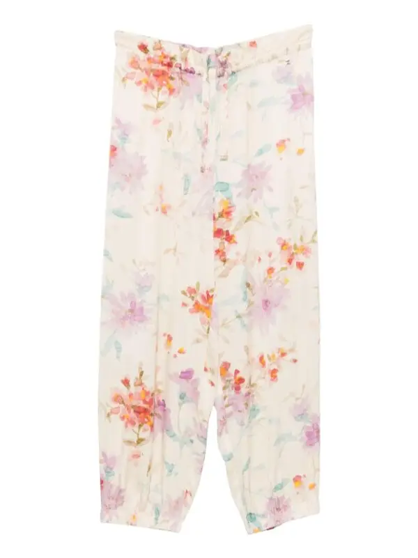 Herno Floral Printed Elasticated Cuffed Trousers - Neutrals