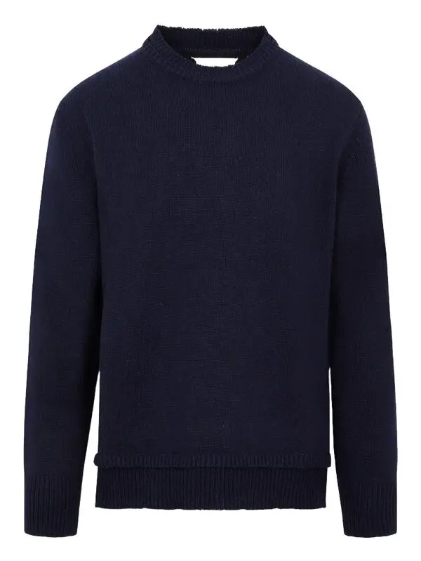 MAISON MARGIELA Crewneck Jumper With Ribbed Knit - Black