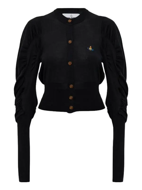 VIVIENNE WESTWOOD Ruched Sleeve Cardigan - Black