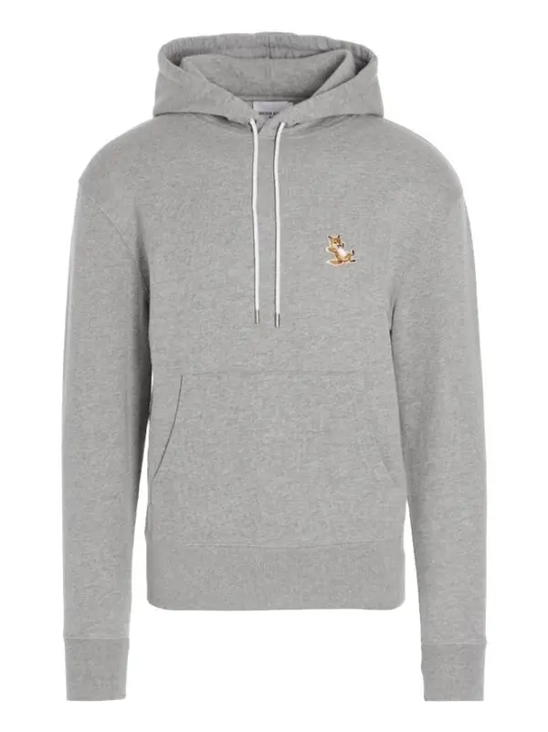 Maison Kitsuné Fox Embroidered Cotton Hoodie - Gray