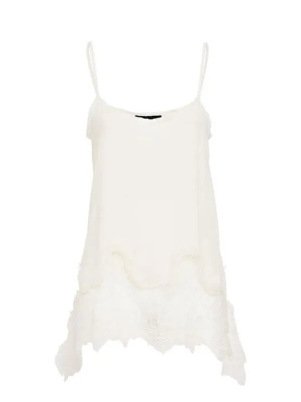 Fabiana Filippi Crepe De Chine Camisole Top With Lace Trim - White