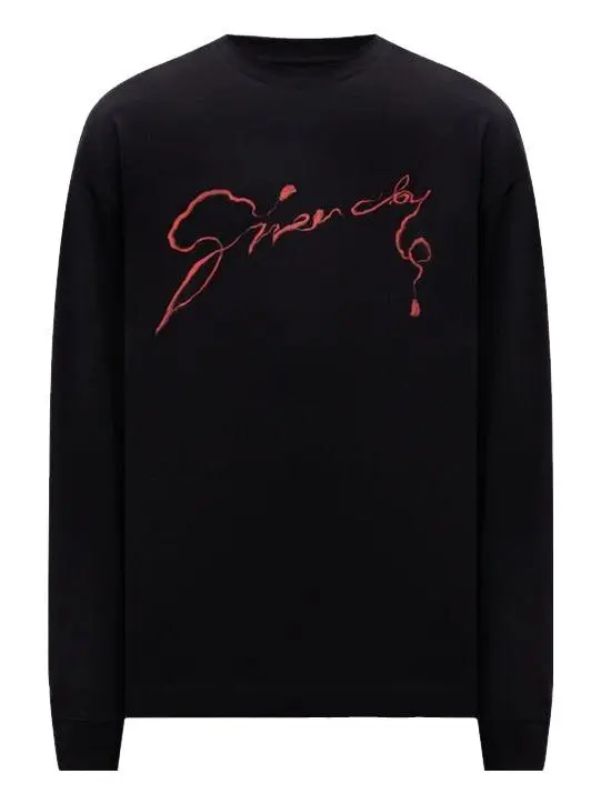 Givenchy Logo Printed Long-sleeved T-shirt - Black