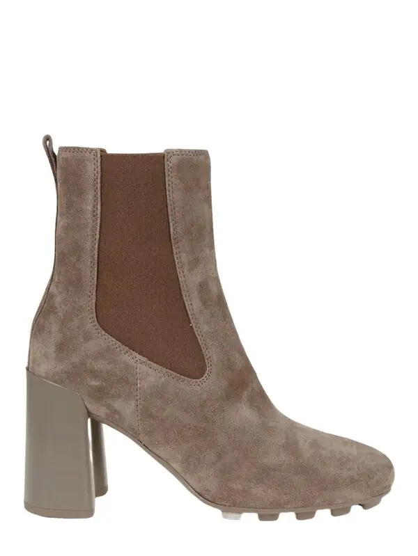 Hogan Round Toe Block Heel Chelsea Boots - Brown