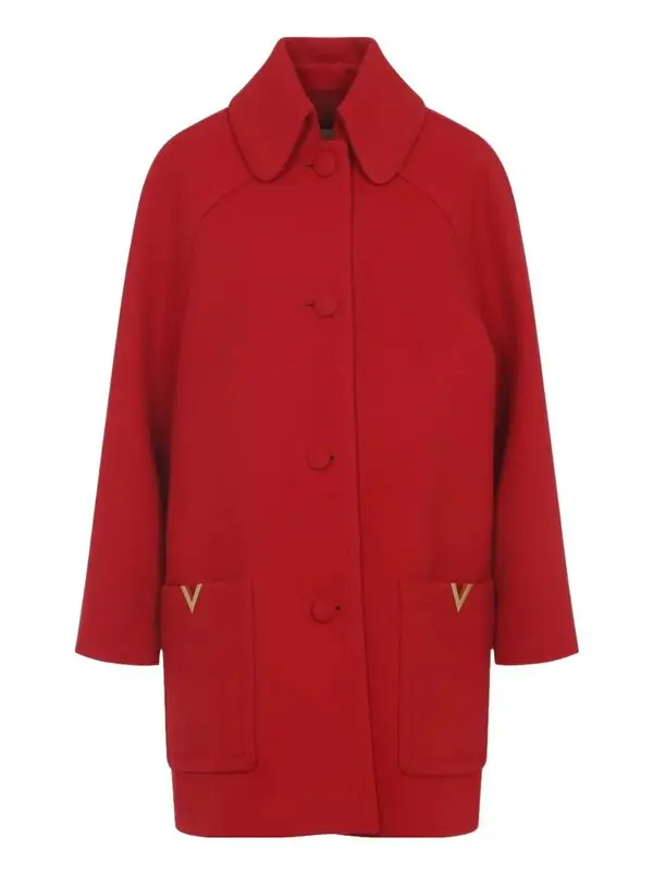 Valentino Garavani Lapel Long-sleeved Coat - Red