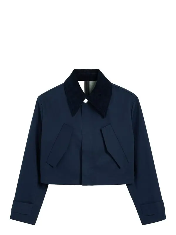 Ami Cropped Jacket With Zipper Details - Navy Blue/clay Blue