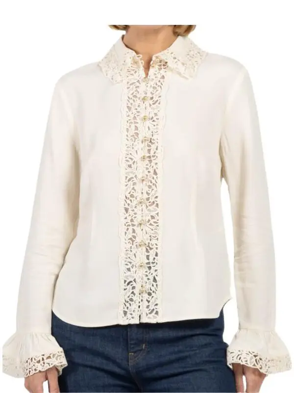 Zimmermann Lace Trim Fitted Shirt - Cream