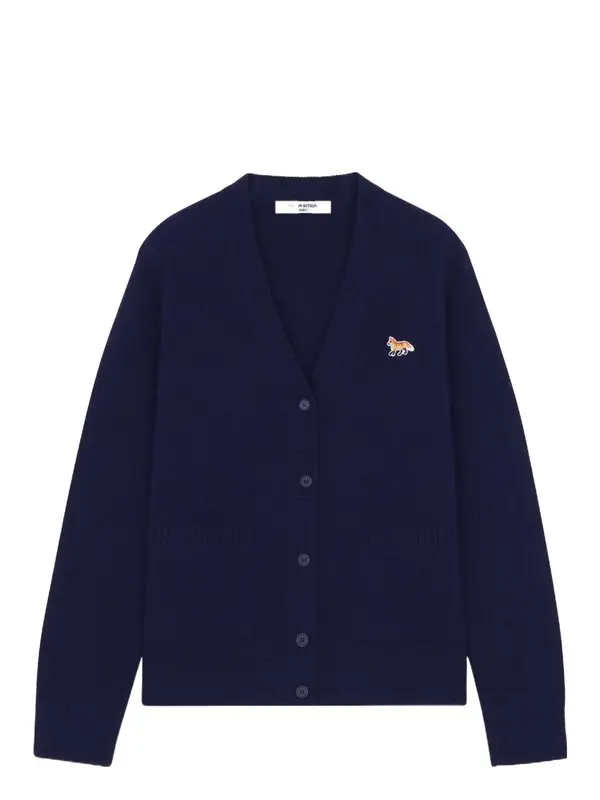 Maison Kitsuné Baby Fox Patch Knit Cardigan - Navy Blue