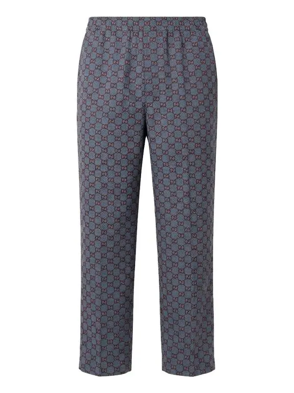 Gucci Gg Houndstooth Wool Leisure Pants - Blue