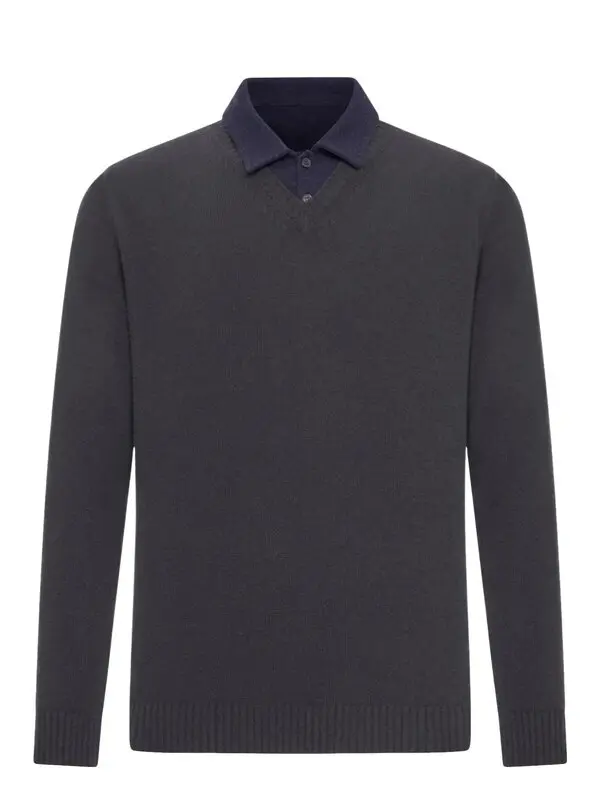 ROBERTO COLLINA Cotton-piquet Contrast-collar Polo Shirt - Black