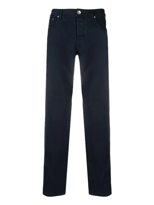 Brunello Cucinelli Straight Leg Jeans With Logo Detail - Black