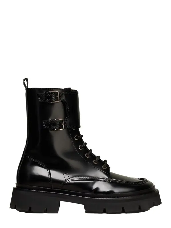 Ami Lace-up Double Strap Boots - Black