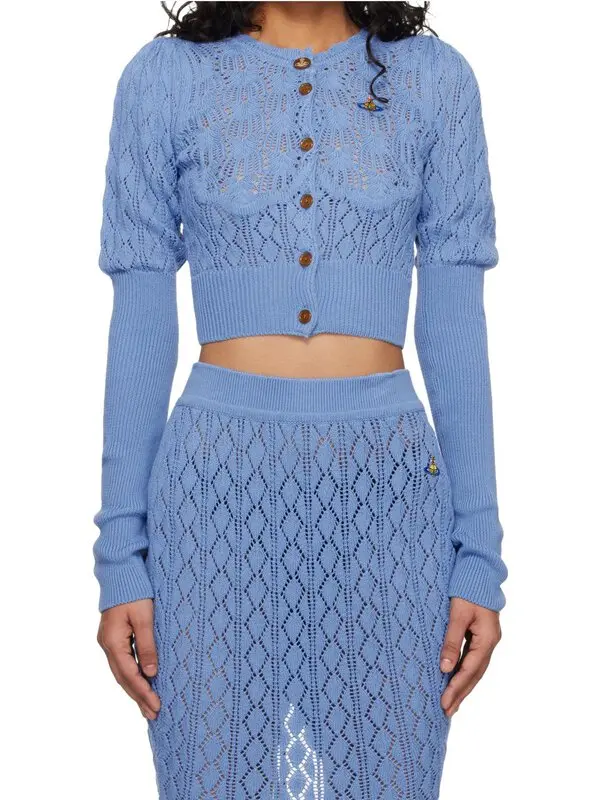 VIVIENNE WESTWOOD Ella Long-sleeved Knit Cardigan - Blue