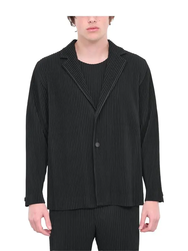 Issey Miyake Homme Plissé Single-breasted Pleated Blazer - Black