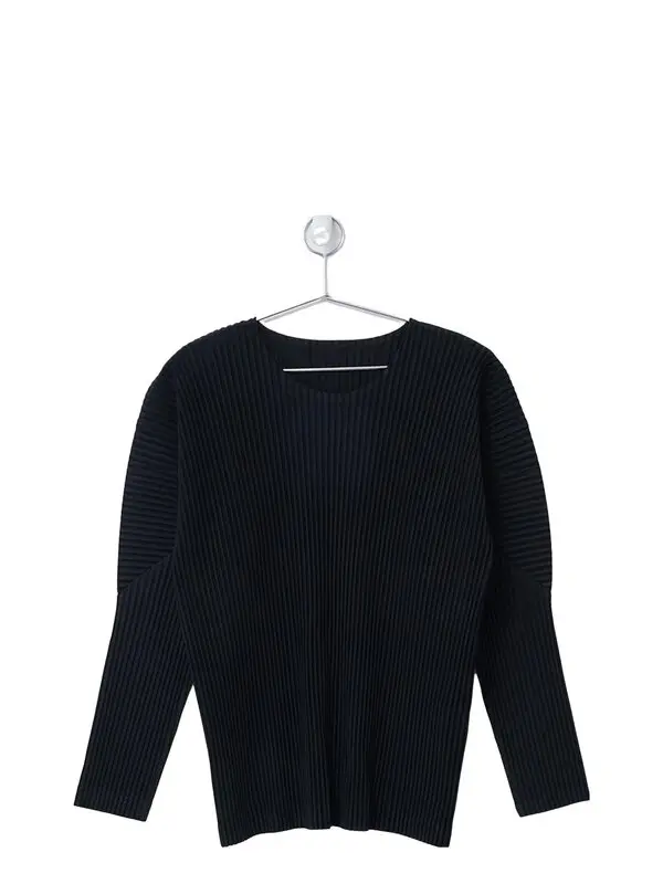 Issey Miyake Pleated Long-sleeve Sweatshirt - Black