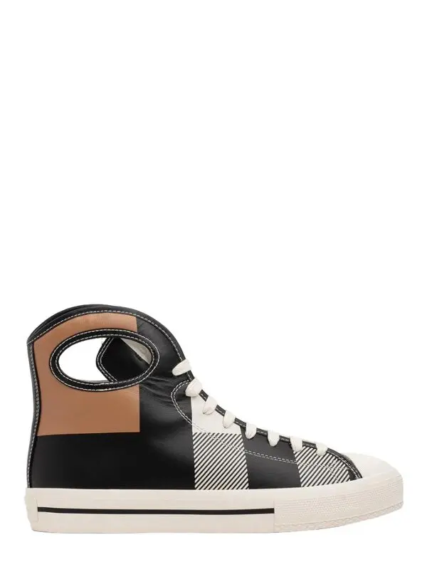Burberry Checked High-top Sneakers - Black