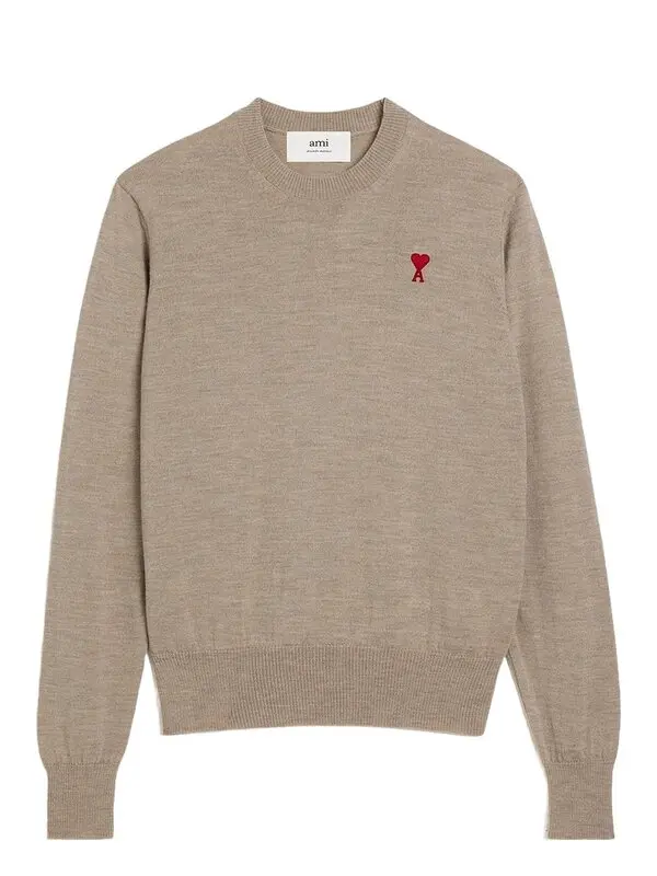 Ami De Coeur Embroidered Crewneck Jumper - Light Beige