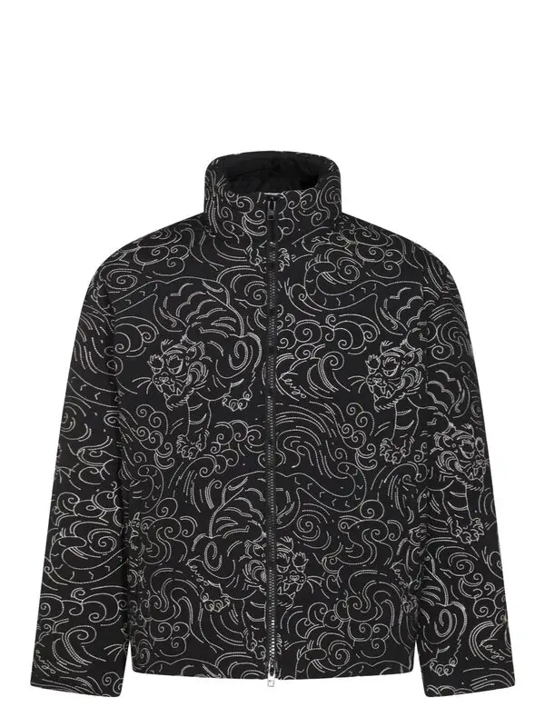 Kenzo All-over Printed Zip-up Coat - Black