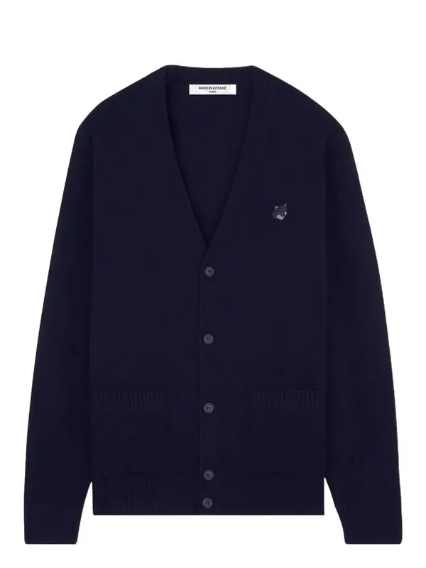 Maison Kitsuné Bold Fox Head-patch Knit Cardigan - Navy Blue