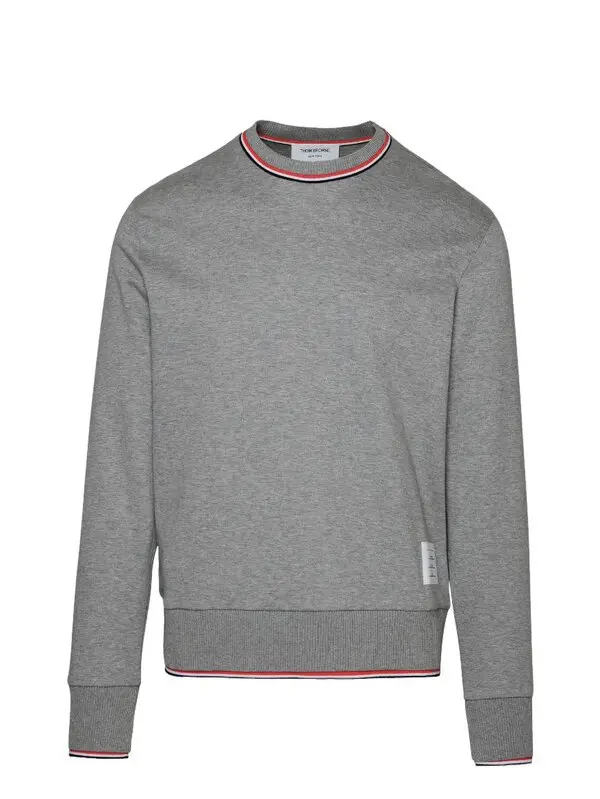 Thom Browne Long-sleeved Crewneck Sweatshirt - Light Gray