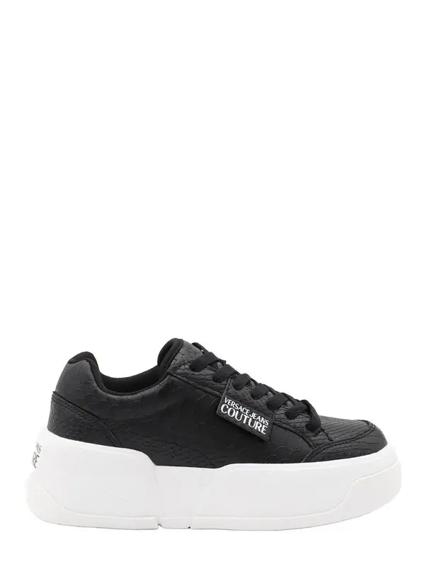 Versace Logo Tag Printed Chunky Sneakers - Black