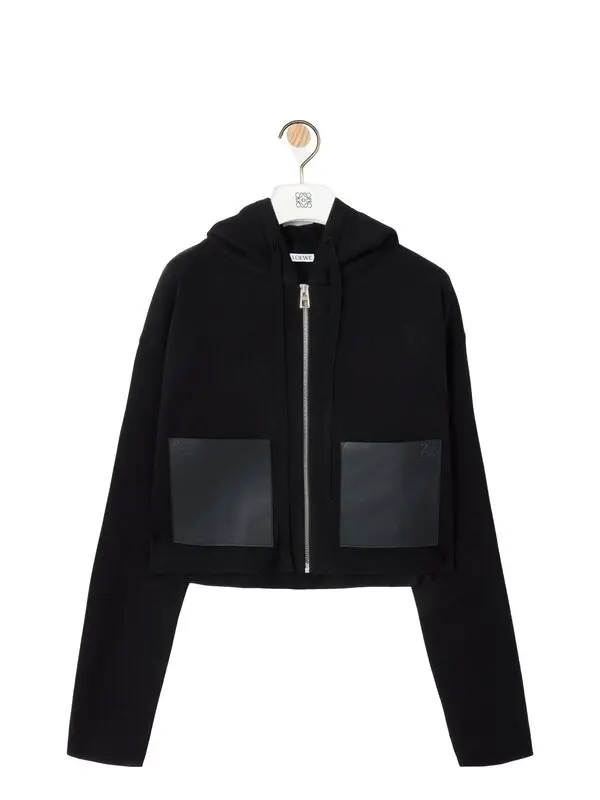 Loewe Zip-up Drawstring Knitted Hoodie - Black